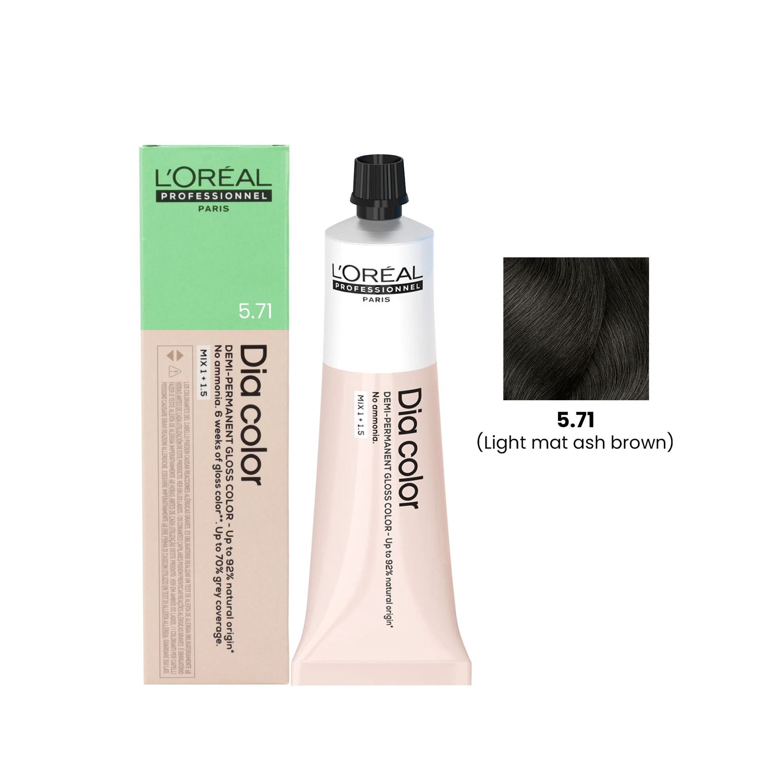 Loreal Professional Hair Color Dia Color 60ml 5.71 Light Mat Ash Brown ...