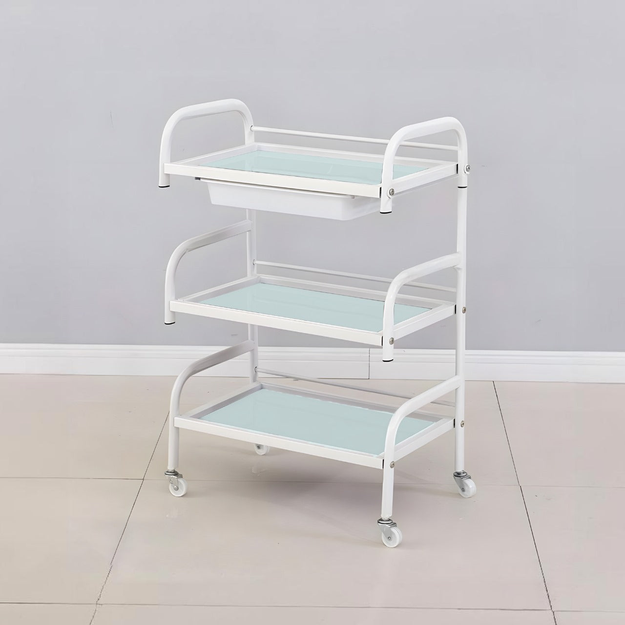 Rolling Trolley Glass Cart - White – Dayjour