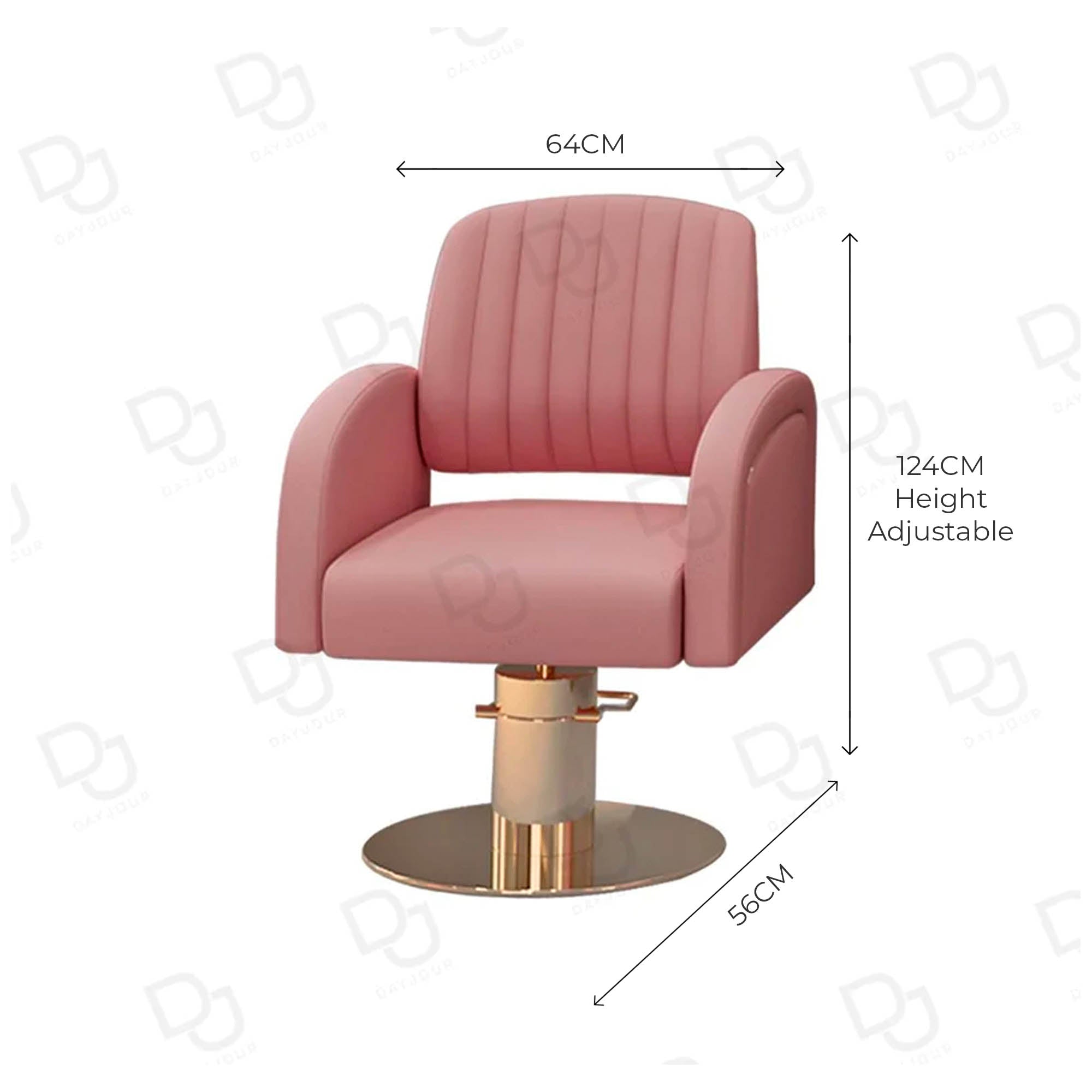 Modern Hydraulic Ladies Chair Pink With Gold Round Base – Dayjour