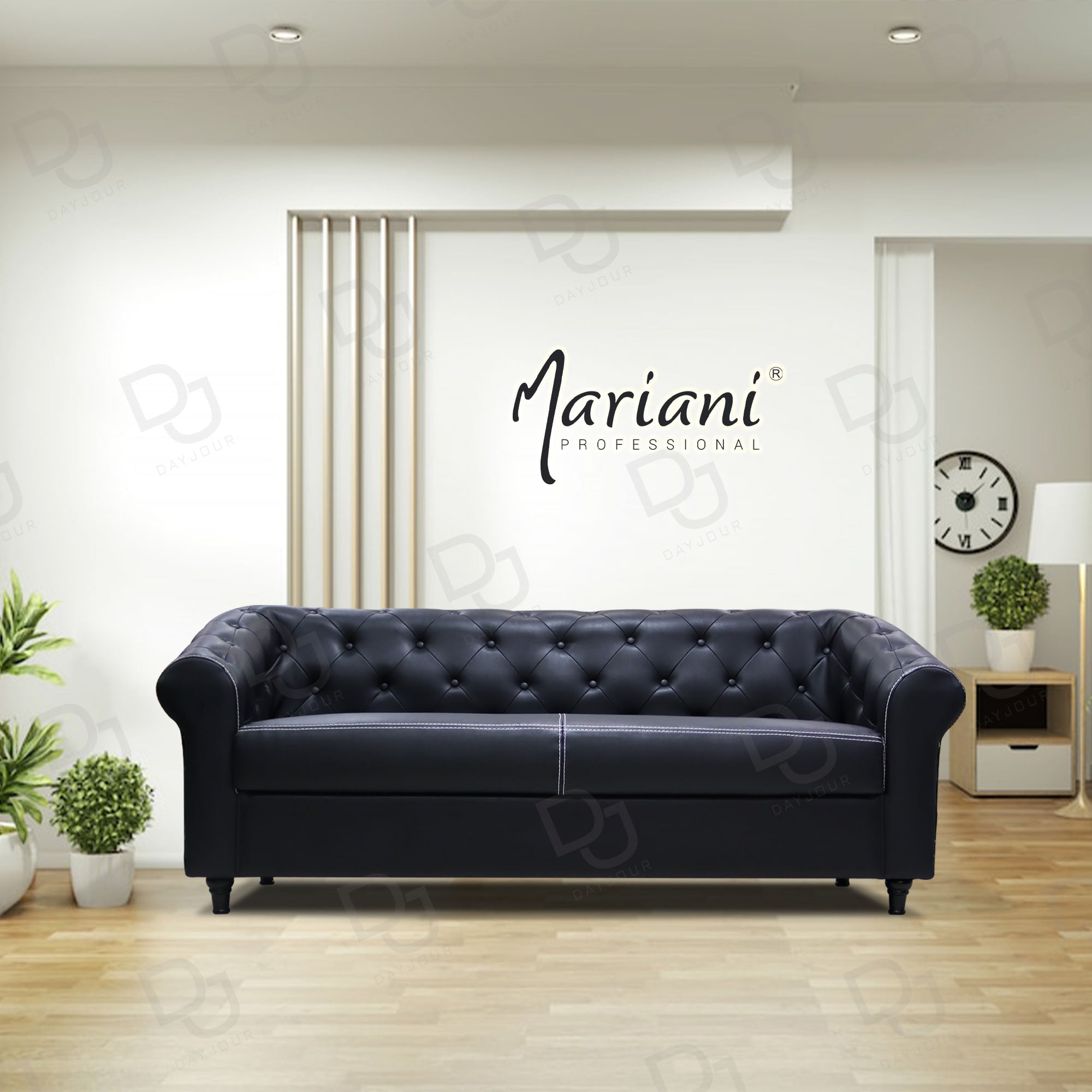 Reception Waiting Sofa Black for salon & offices – Dayjour