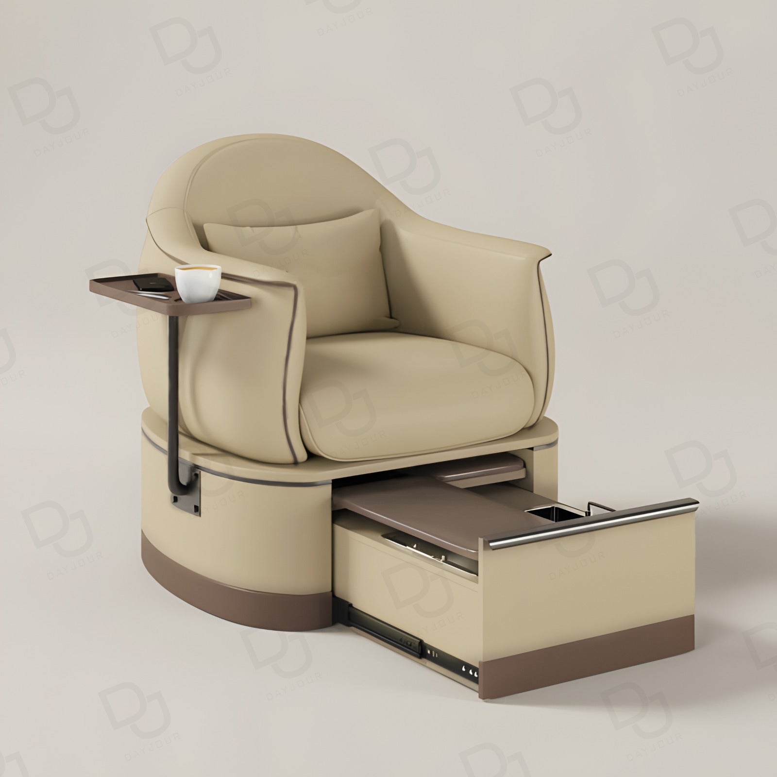 Salon Spa Pedicure Chair Station with Sliding Basin Beige Color – Dayjour