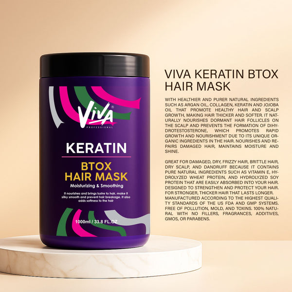Viva Professional Keratin Btox Hair Mask 1000ml – Moisturizing & Smoot ...