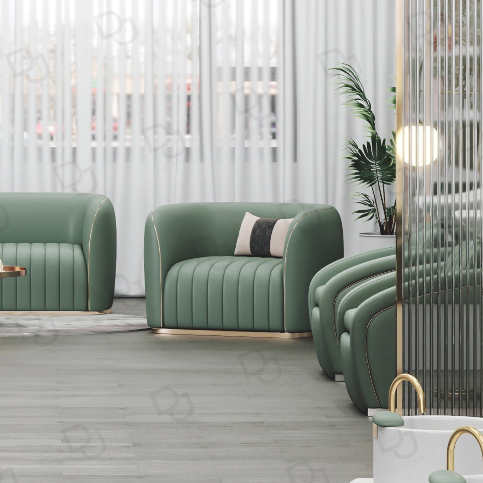 Reception Salon Sofa Small Green – Dayjour